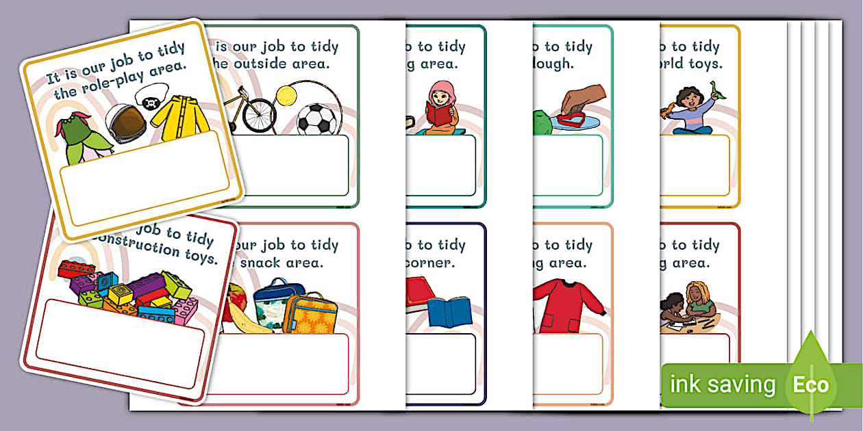 EYFS Muted Rainbow Tidy-Up Monitor Jobs Cards (teacher made)
