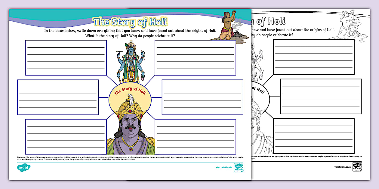 The Story of Holi Mind Map (teacher made) - Twinkl