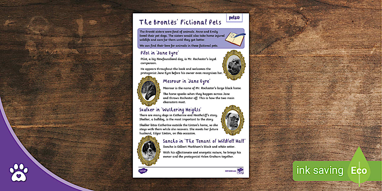 The Brontës' Fictional Pets - Fact Sheet - Dog - Twinkl Pets