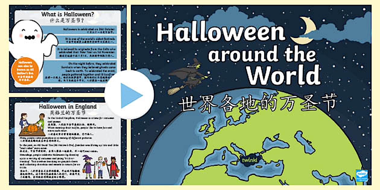 Halloween around the World PowerPoint - English/Mandarin Chinese