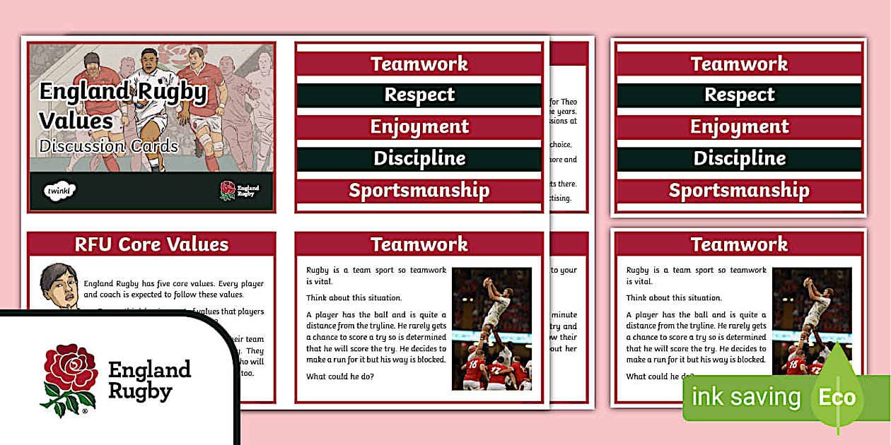 England Rugby:The Rugby World Cup Rugby Values Discussion Cards KS2