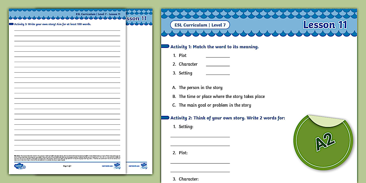 ESL Curriculum Level 7, Lesson 11 Worksheet (Lehrer gemacht)