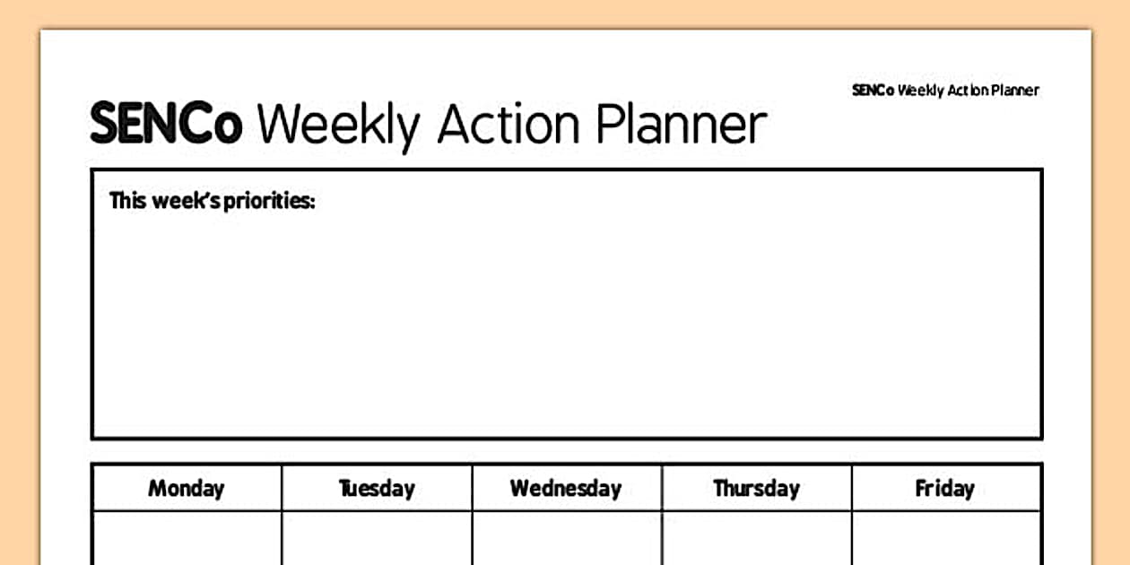 SENCo Weekly Action Planner