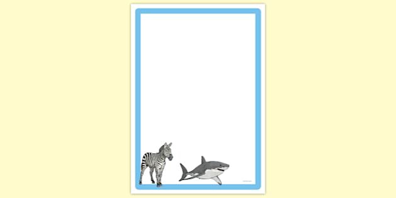 Simple Blank Zebra and Shark Page Border | Page Borders