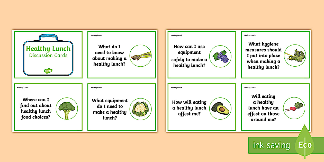 Healthy Lunch Thought Prompt Discussion Cards (teacher made)