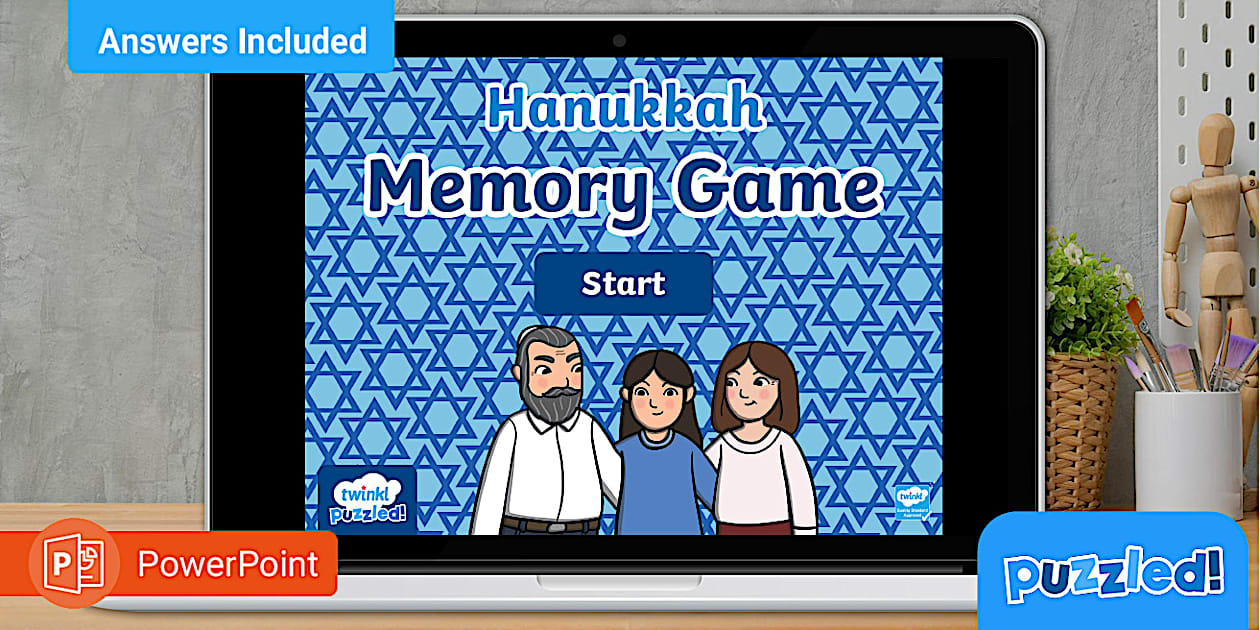 Fun Hanukkah Memory Game Puzzle PowerPoint (Teacher-Made)