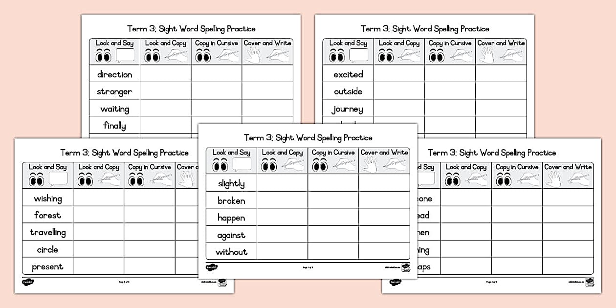 Grade 3 Term 3 Sight Word Spelling Sheets - Twinkl