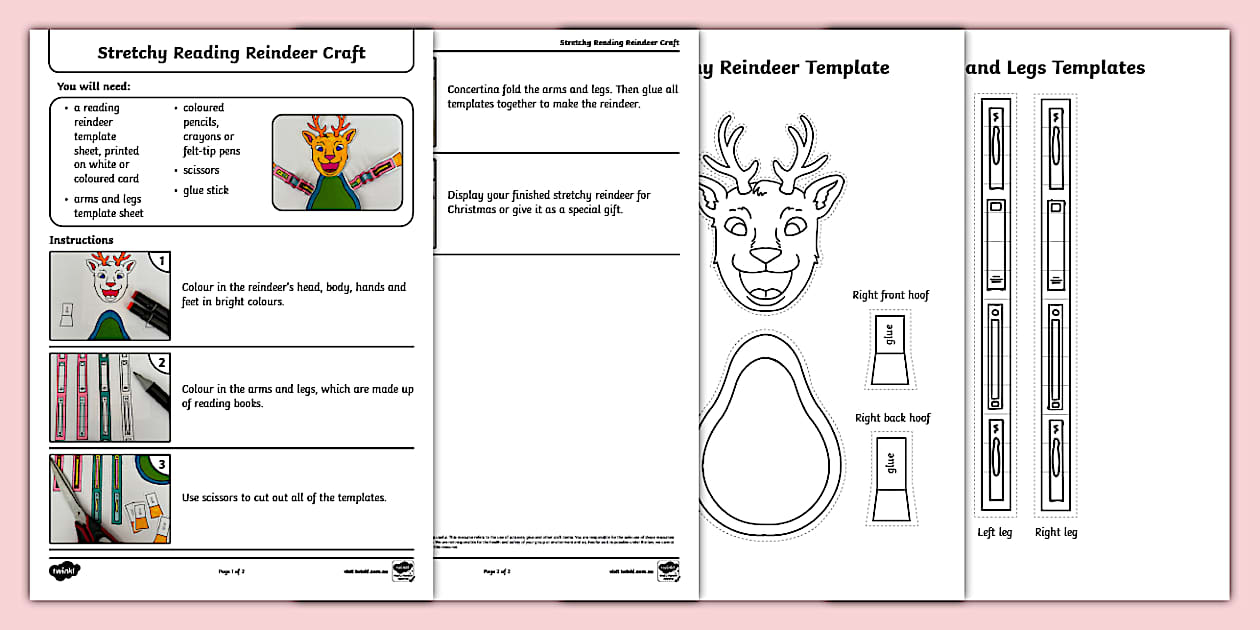 Stretchy Reading Reindeer Craft (teacher made) - Twinkl
