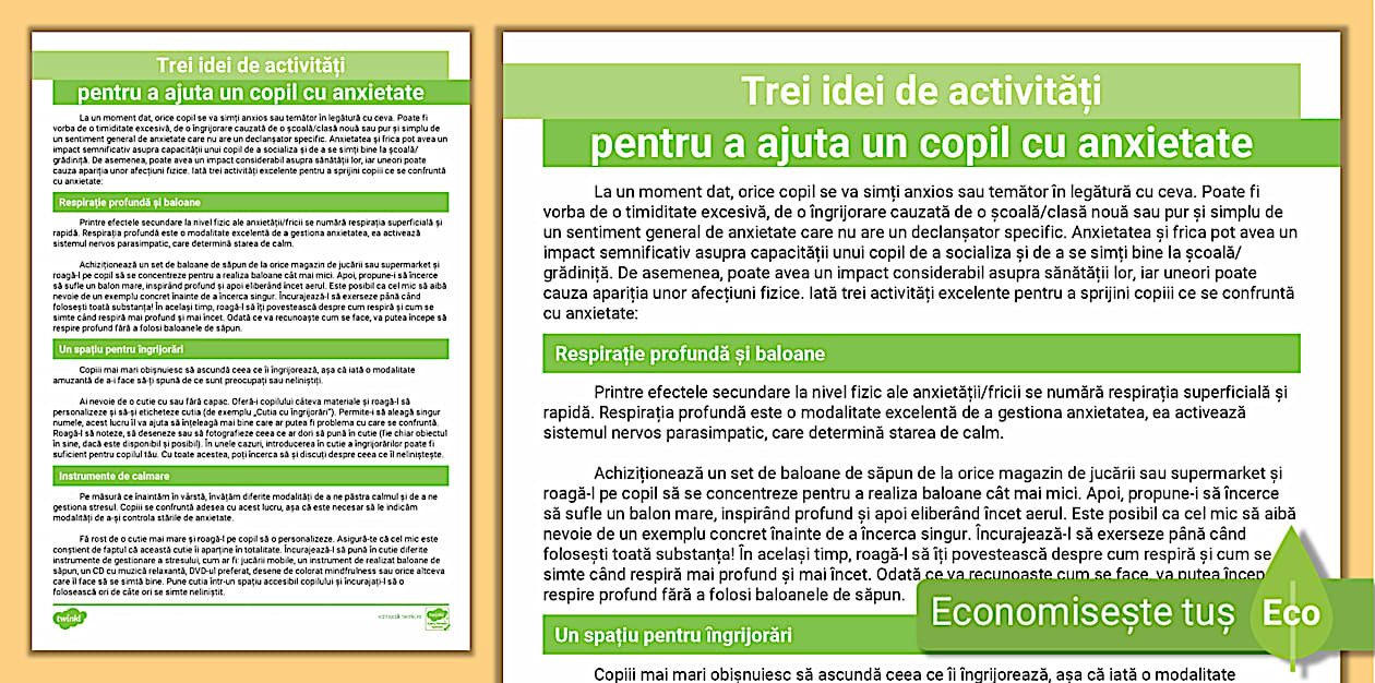 Trei idei de activități pentru a ajuta un copil cu anxietate