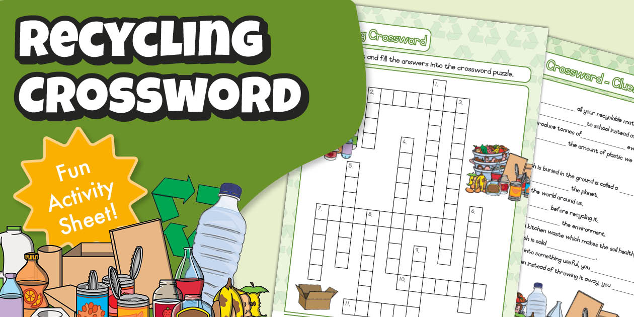 Grade 3 Life Skills Term 2 Recycling Crossword (CAPS Aligned)