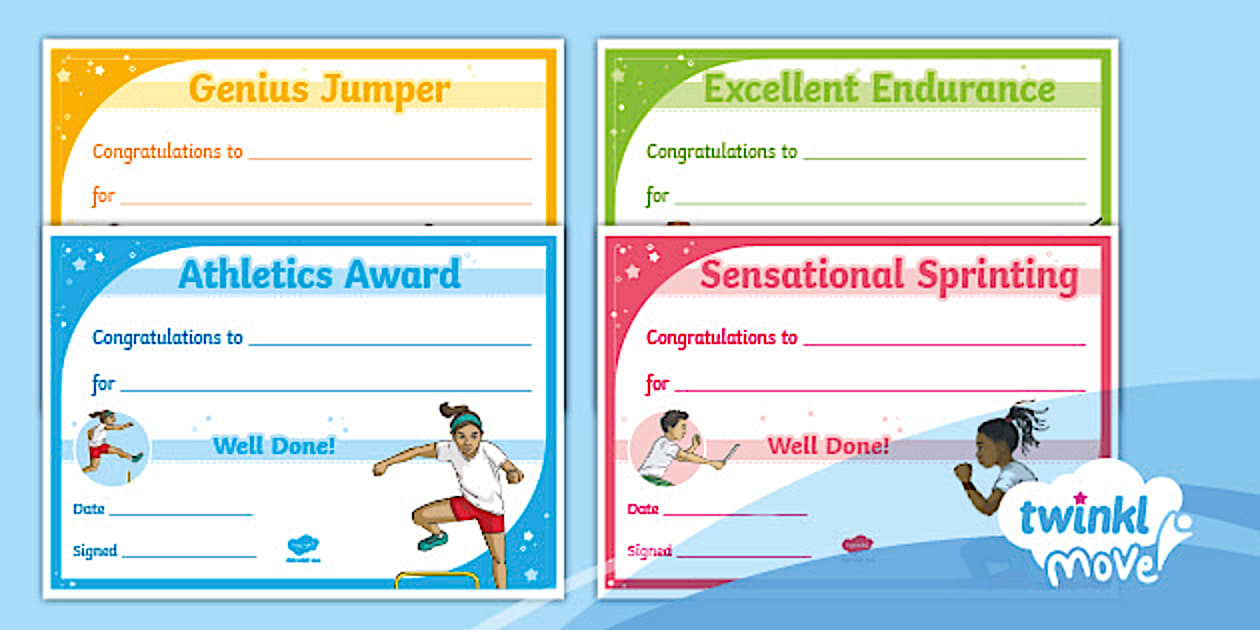 Athletics Certificates - Printable - KS2 - Twinkl Move PE
