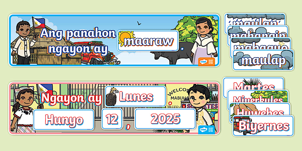 Today’s Date and Weather Display Pack | Filipino | Twinkl PH
