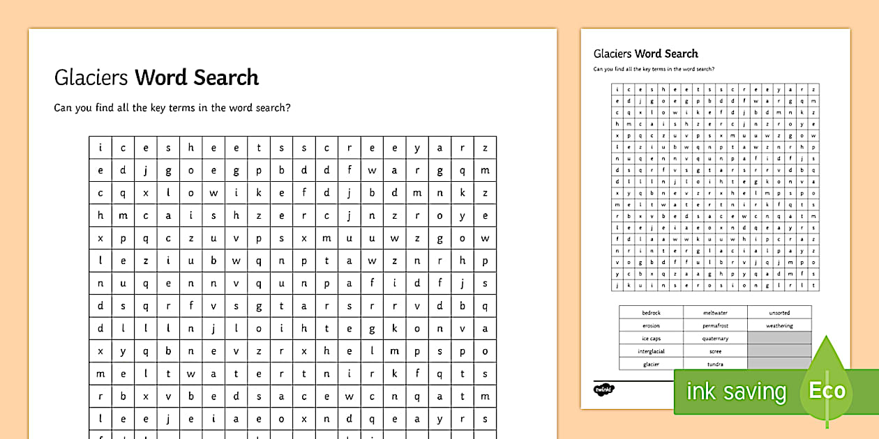 Glaciers Word Search | Geography Activity | Twinkl - Twinkl