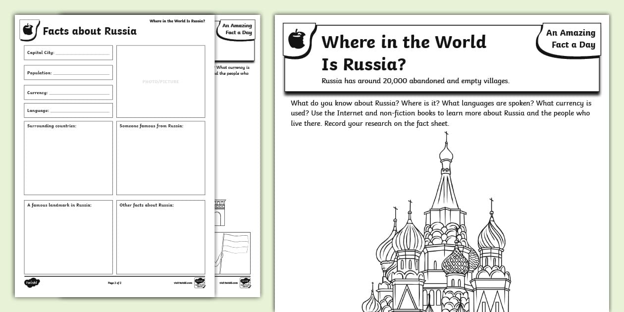 Where in the World Is Russia? Worksheet / Worksheet - Twinkl