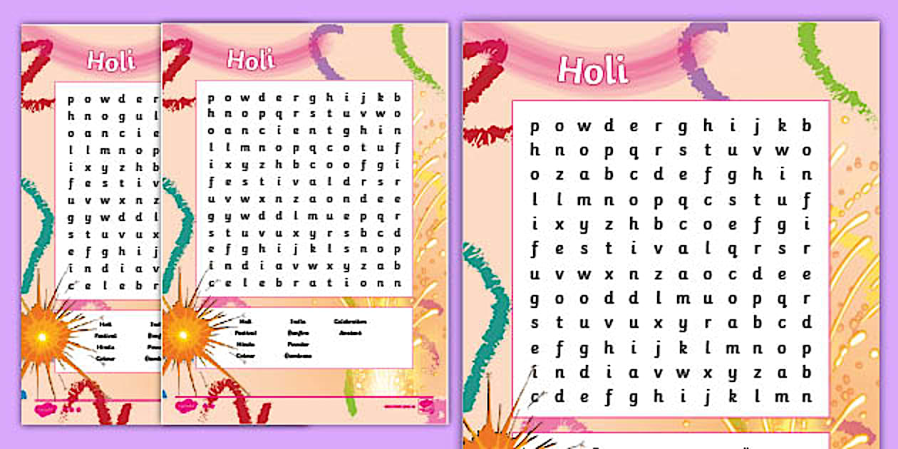 Crash Course Podcast Holi Differentiated Word Search