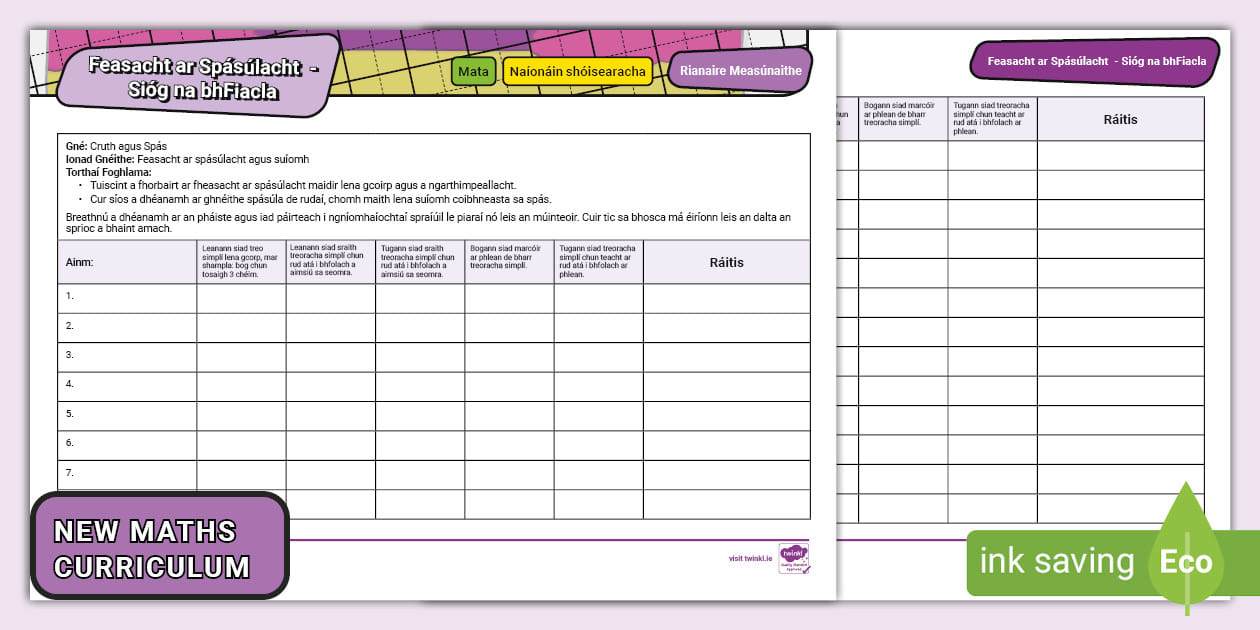 The Tooth Fairy Spatial Awareness Assessment Tracker Gaeilge