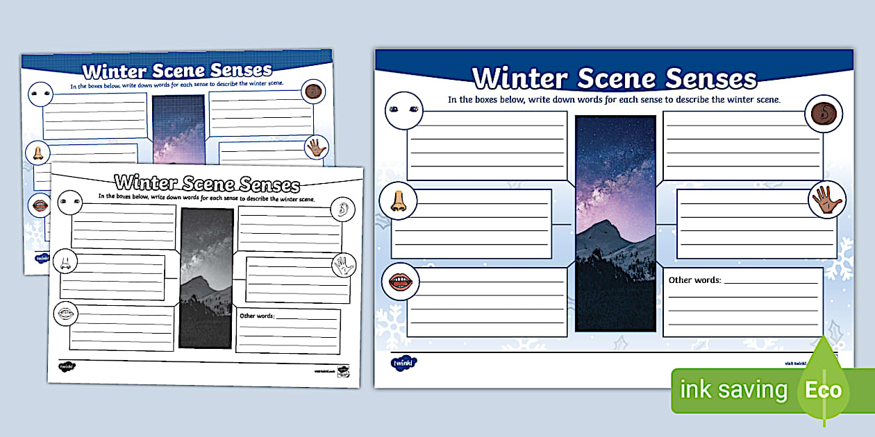 Winter Scene Senses Mind Map (teacher made) - Twinkl