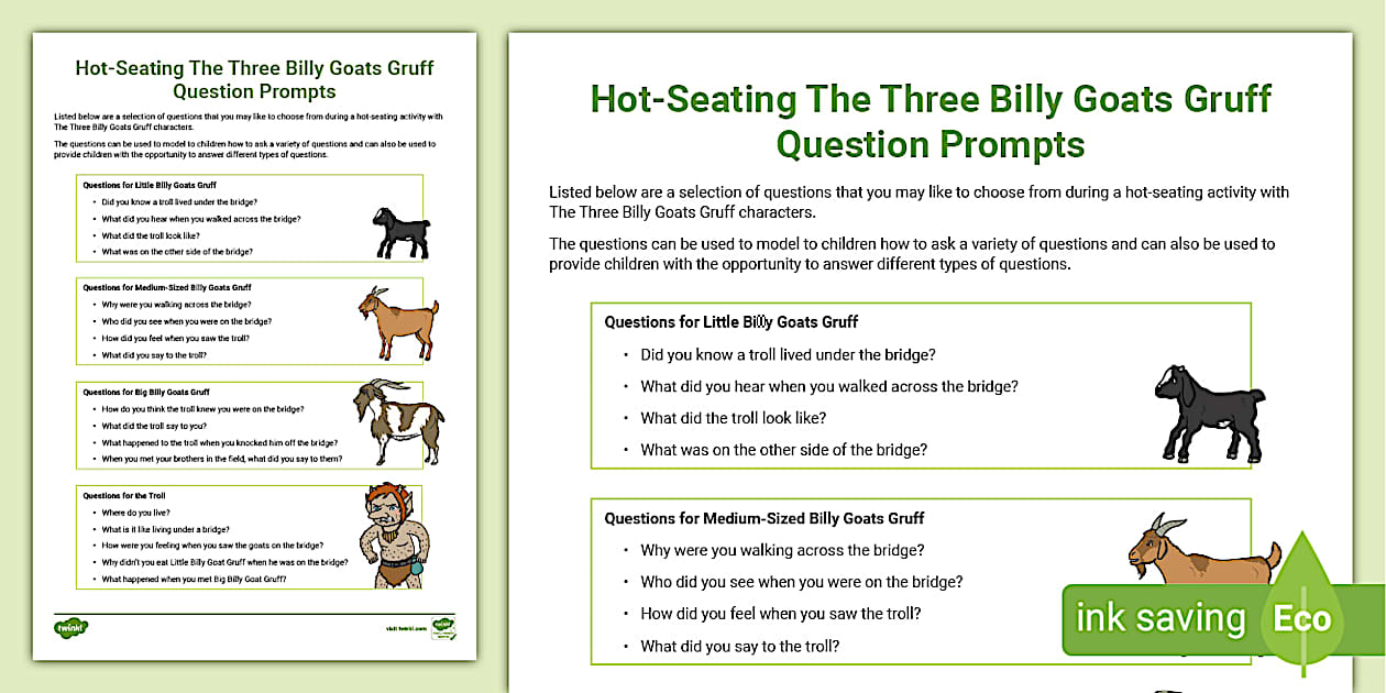 Hot-Seating The Three Billy Goats Gruff Question Prompts
