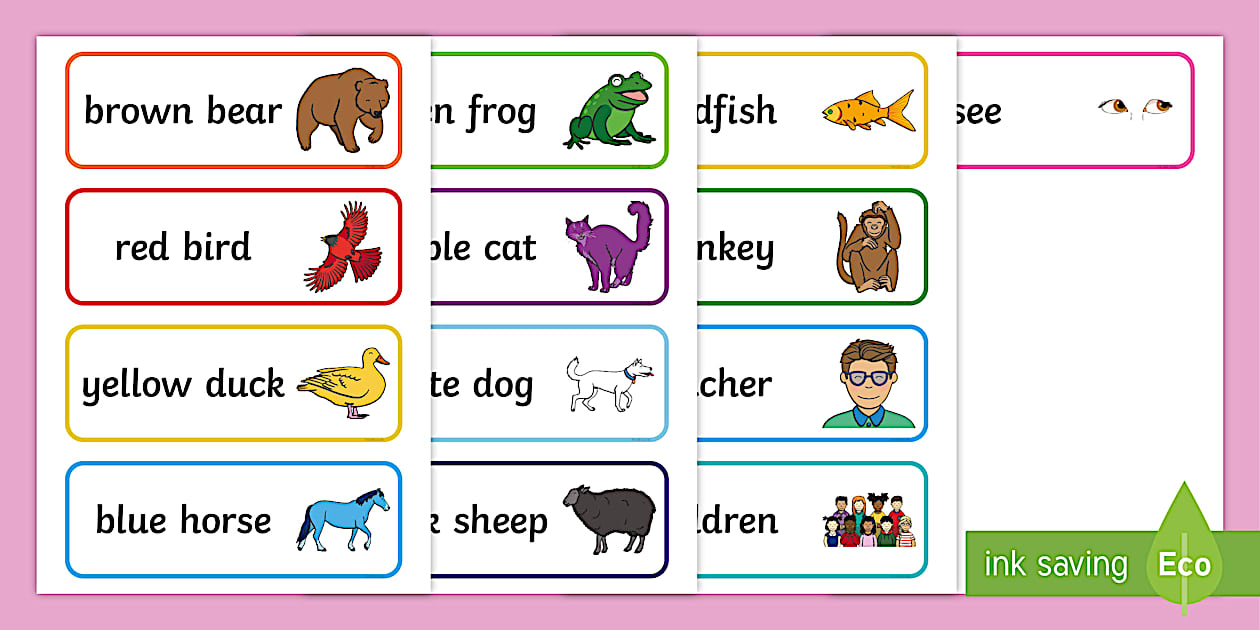 Word Cards to Support Teaching on Brown Bear, Brown Bear