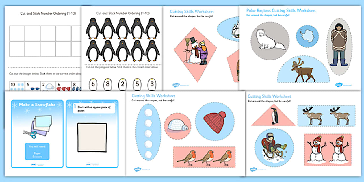 Winter Themed Scissor Skills Pack (teacher made) - Twinkl