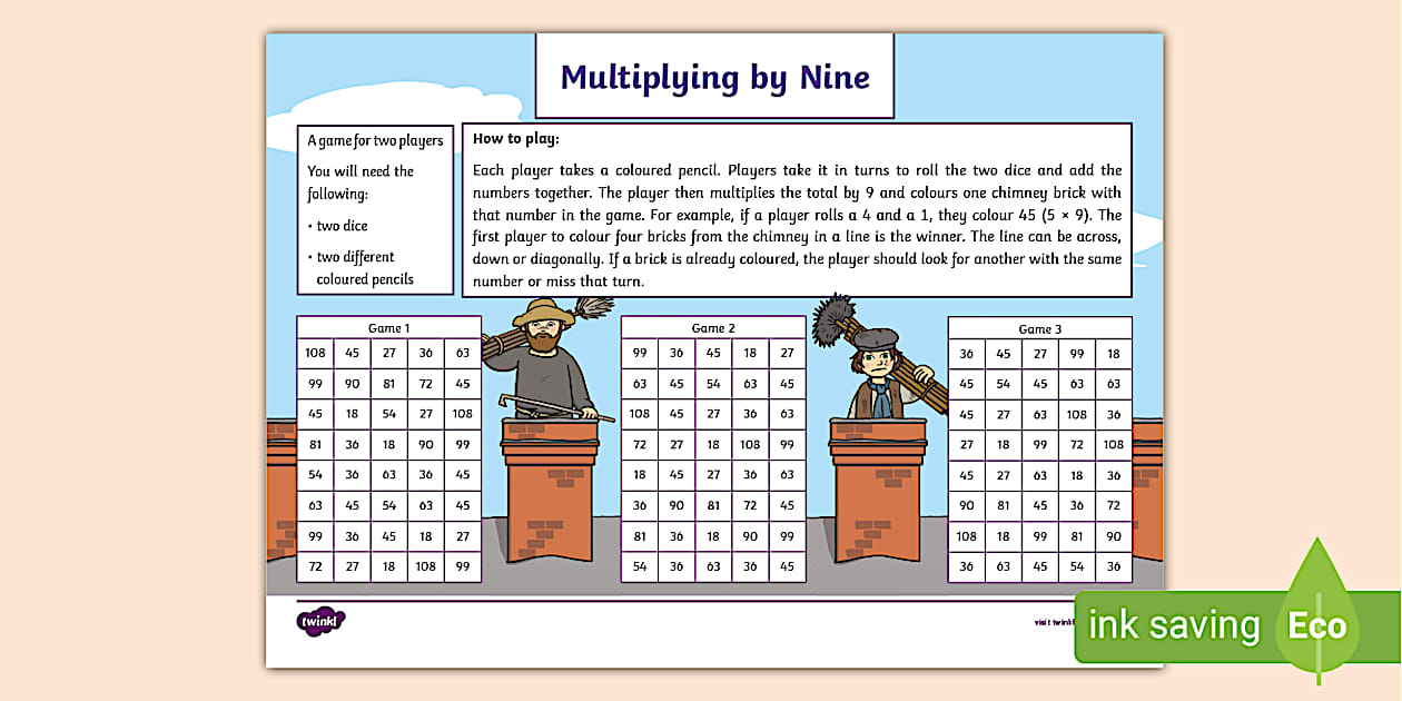 Nine Multiplication Game for Children - Fun Maths Activity