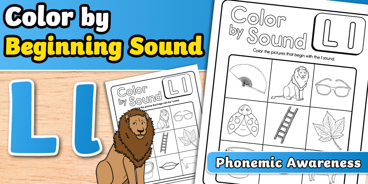 Color by Beginning Sound: Letter l Worksheet - Twinkl