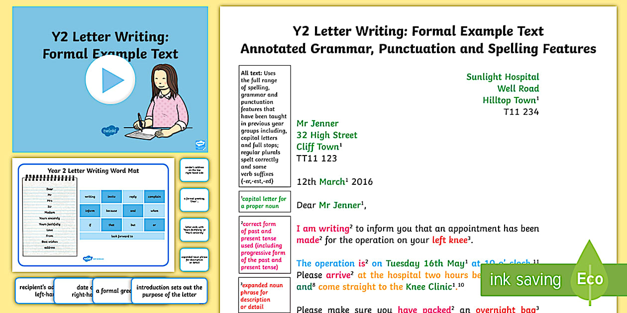 KS1 Letter Writing Lesson Plan - PowerPoint Example Text