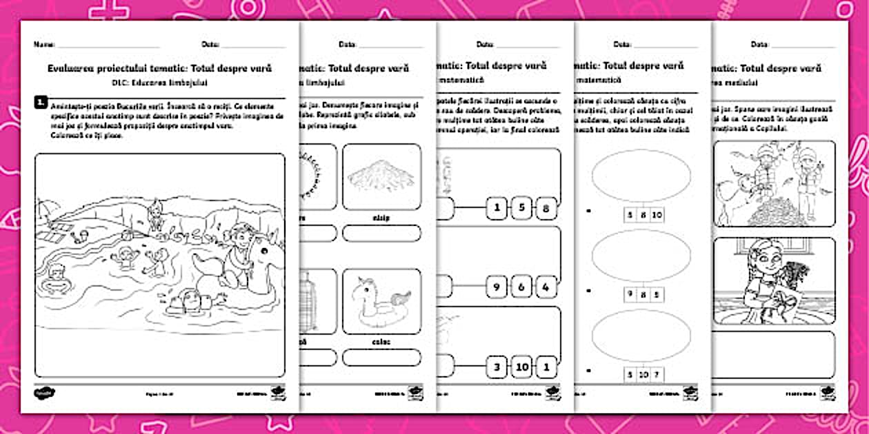 Evaluare proiect tematic: Totul despre vară – Fișe grupa mare