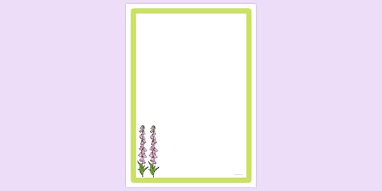 Simple Blank Foxgloves Page Border | Page Borders | Twinkl