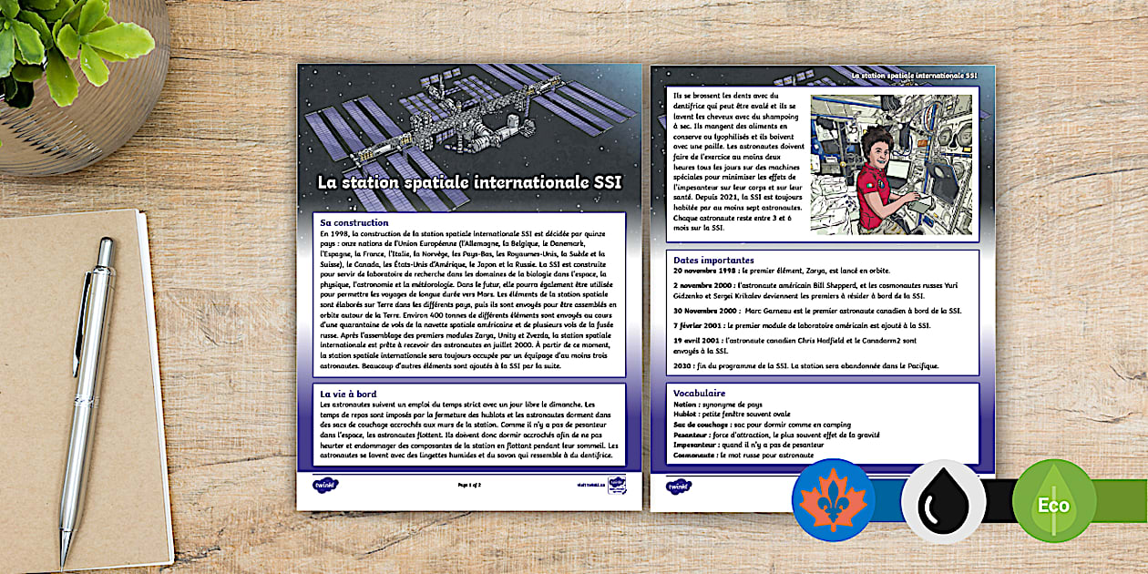 Fact File International Space Station French - Twinkl