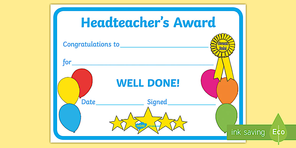 Editable Head Teacher's Award Certificates (teacher made)
