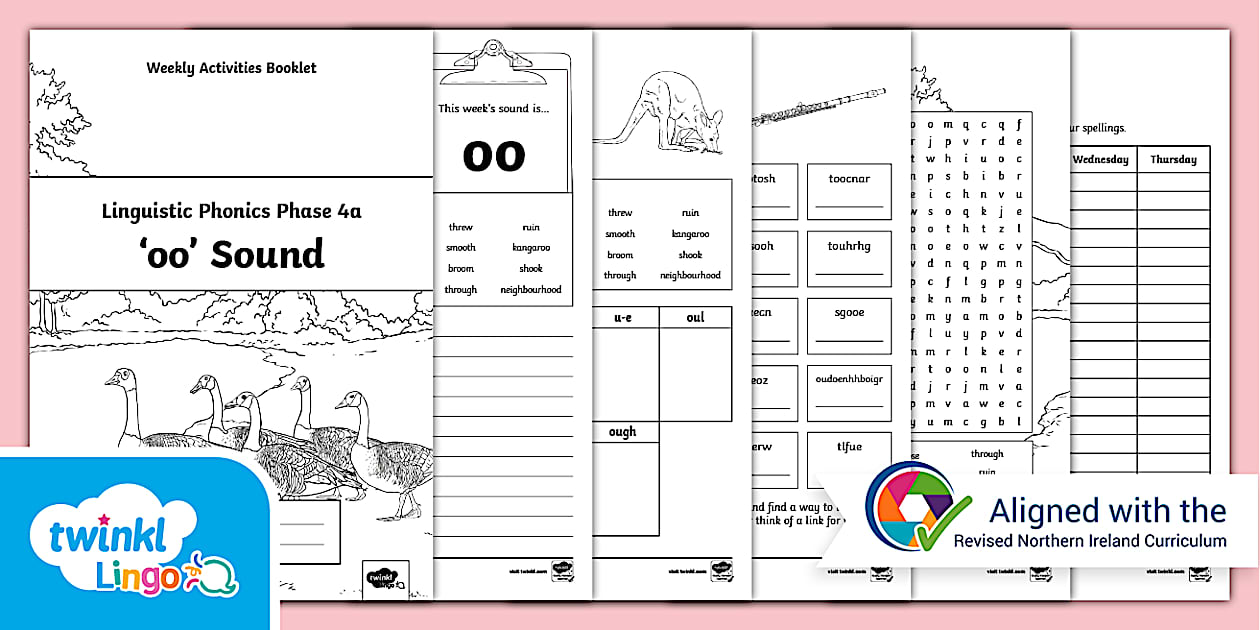 NI Linguistic Phonics Phase 4a 'oo' Sound Weekly Activities Booklet