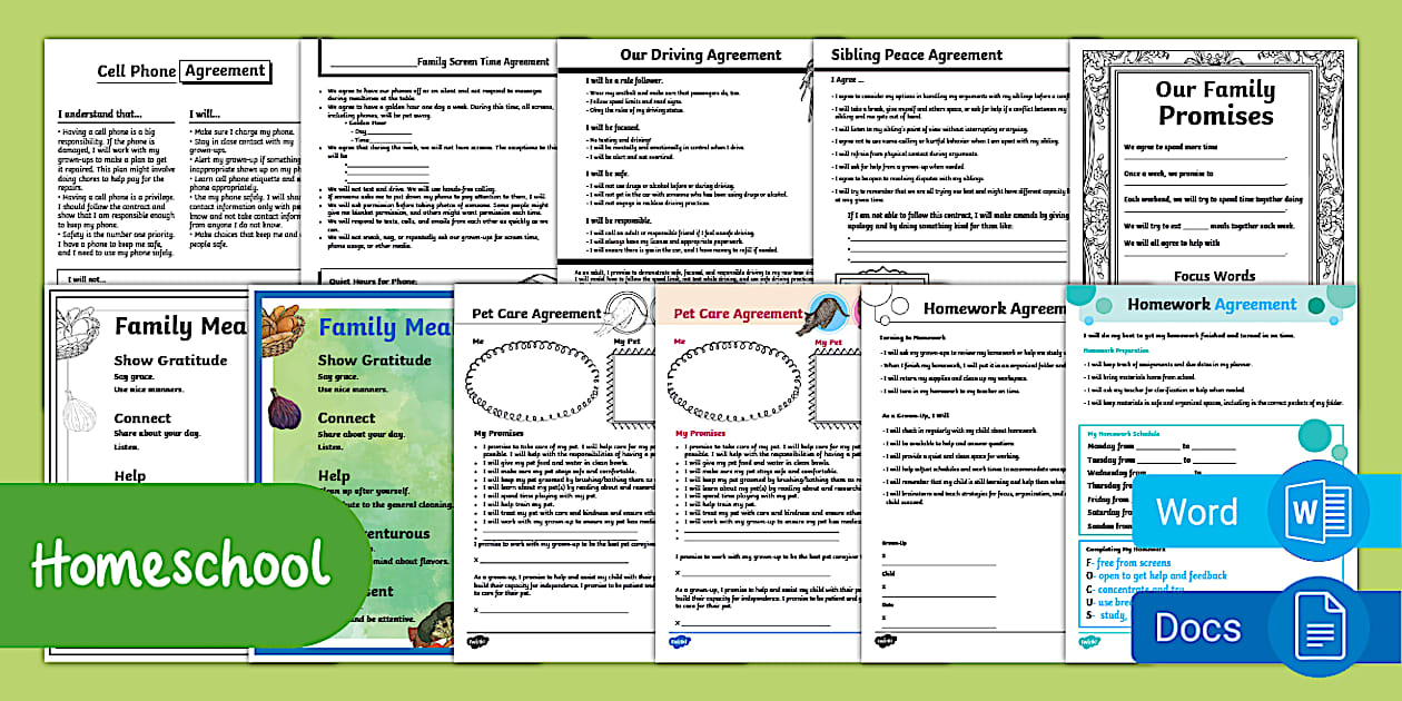 Family Agreements Activity Pack (Teacher-Made) - Twinkl