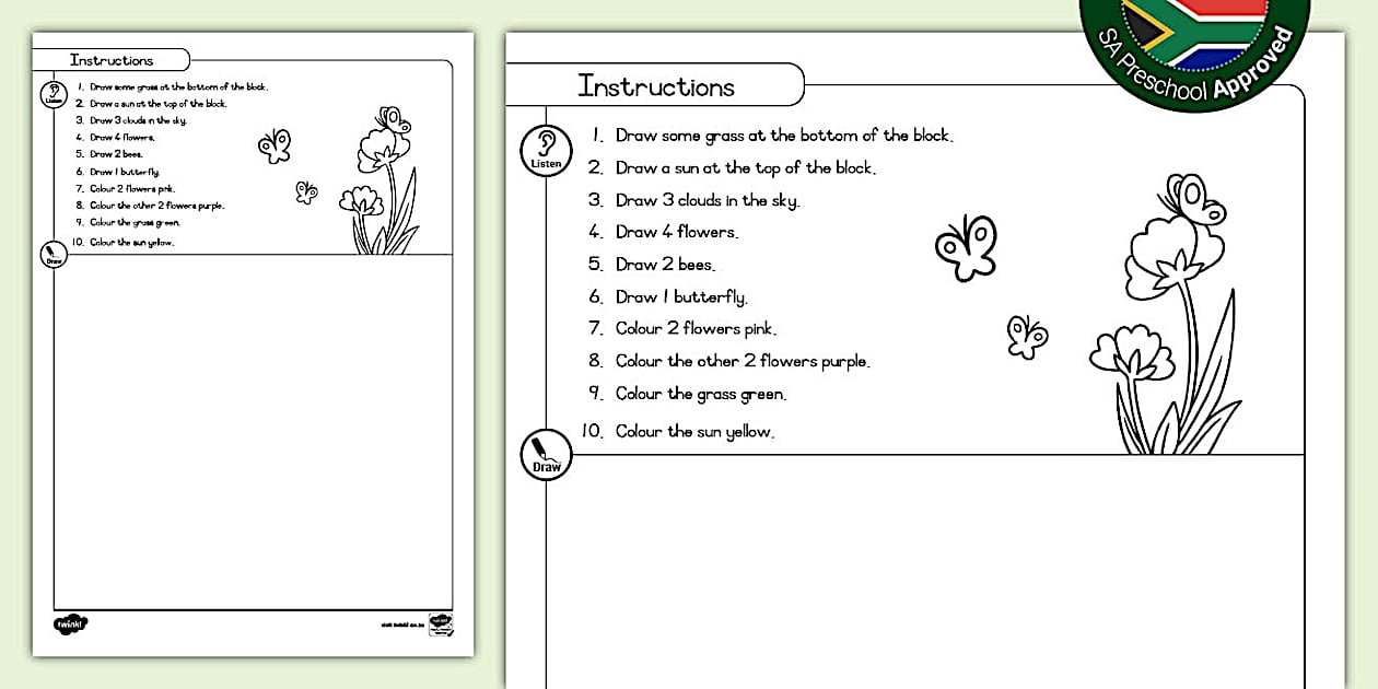Preschool: Listening Skills - Listen and Draw (teacher made)