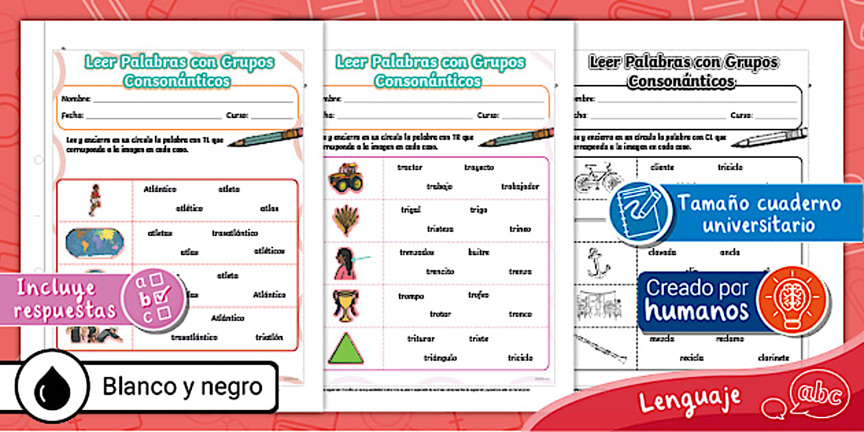 guía | 1º | grupos consonánticos | Lenguaje | actividad | 2º