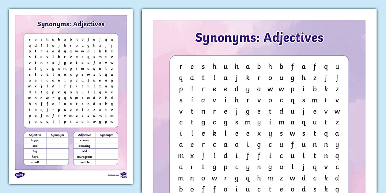 Adjective Synonyms Word Search (teacher made) - Twinkl