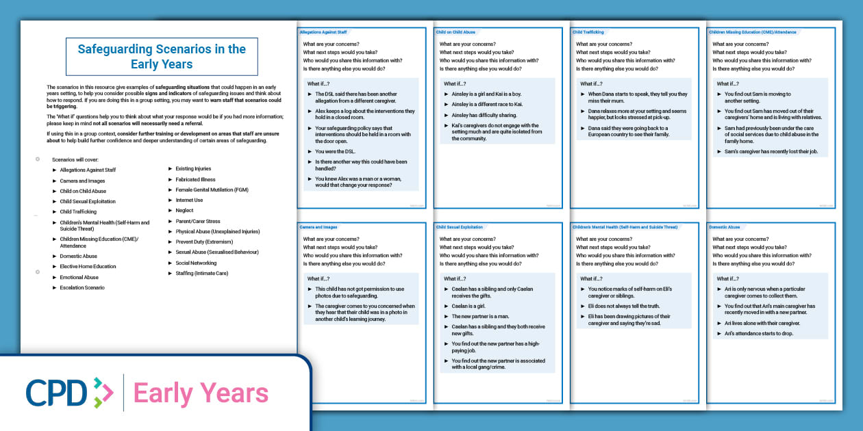 Safeguarding Scenarios in the Early Years - Cards - CPD