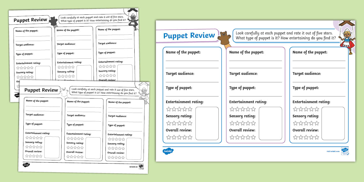 Puppet Review Worksheet - Twinkl Designing (Teacher-Made)