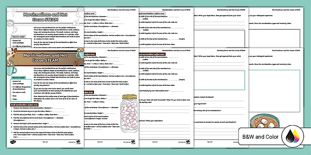 Marshmallows and Hot Cocoa STEAM Worksheet (teacher made)