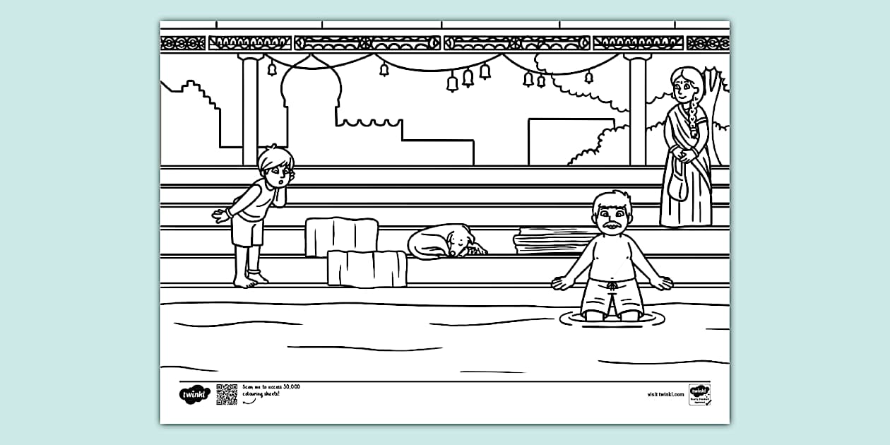 River Ganges Colouring Sheet (teacher made) - Twinkl