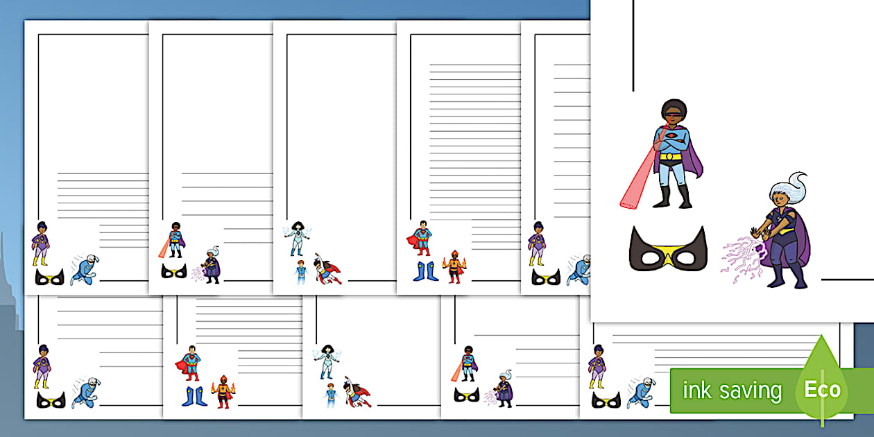 Editable Superhero Page Borders and Writing Frames - Twinkl