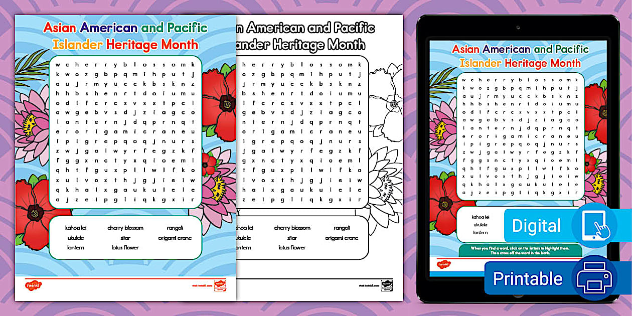 Asian American & Pacific Islander Heritage Month Word Search