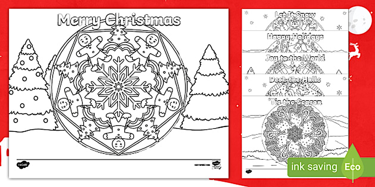 Christmas Mandala Colouring Sheets (teacher made) - Twinkl