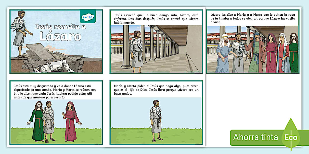 Tarjetas de secuencia: Jesús resucita a Lázaro | Twinkl