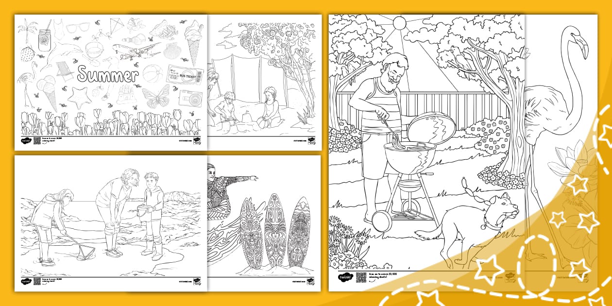 Summer Colouring Pages (Ages 7 - 11) Twinkl (teacher made)
