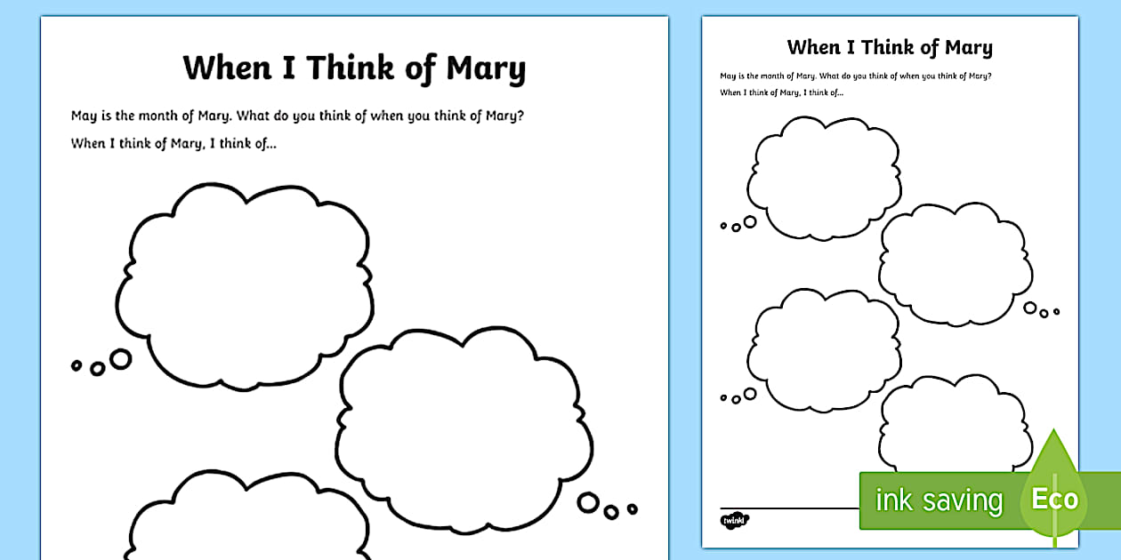 When I Think of Mary Worksheet / Worksheet-Irish - Twinkl