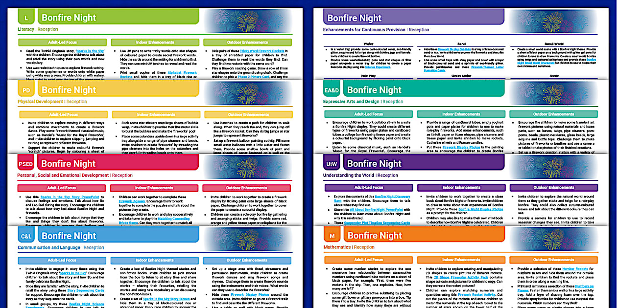 EYFS Bonfire Night Activity Planning (Reception) - Twinkl