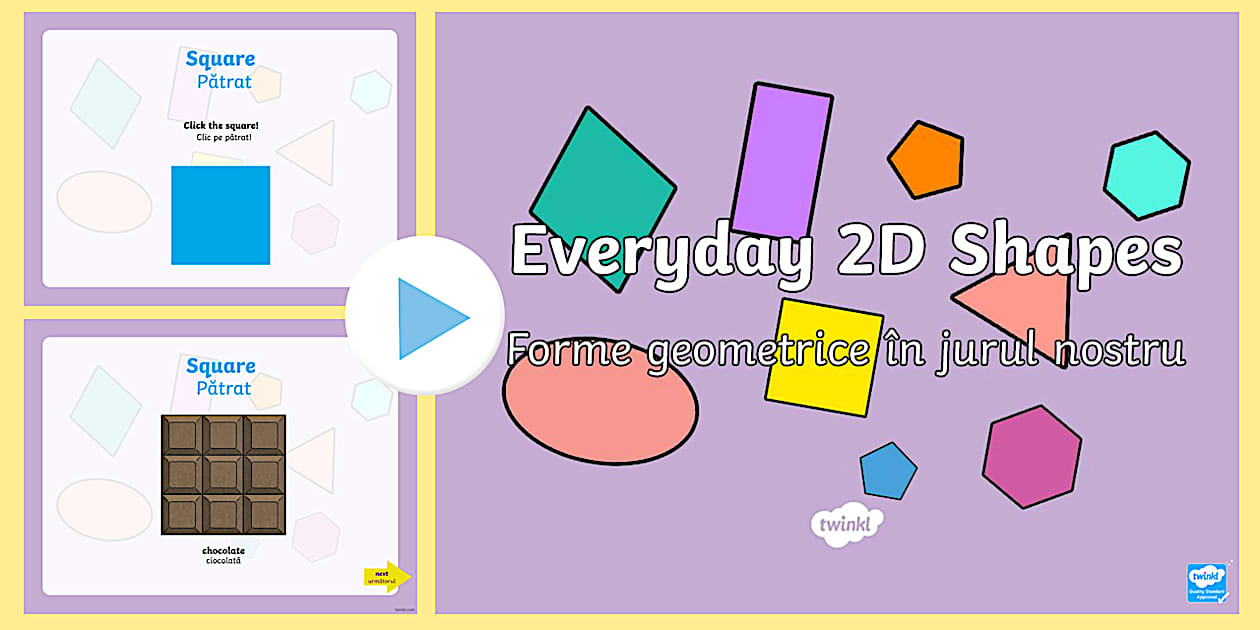 Everyday 2D Shapes PowerPoint English/Romanian - Every Day 2D Shapes