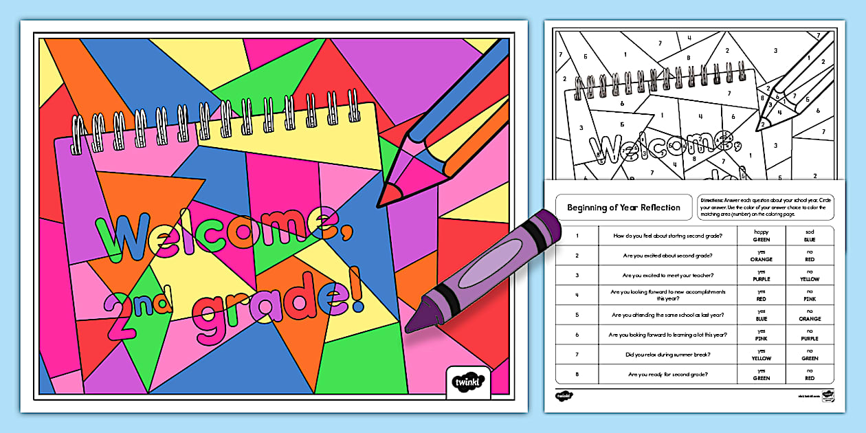 Second Grade Beginning of the Year Get to Know You Color by Answer ...