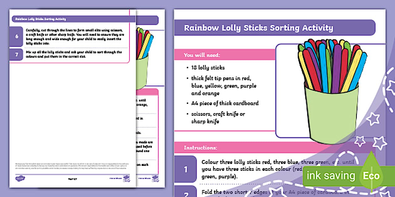 Rainbow Lolly Sticks Sorting Activity (teacher made)